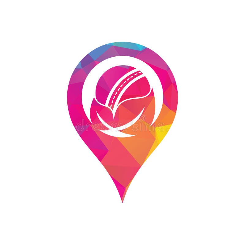 Leaf Cricket Gps Shape Concept Vector Logo Design. Stock Vector ...