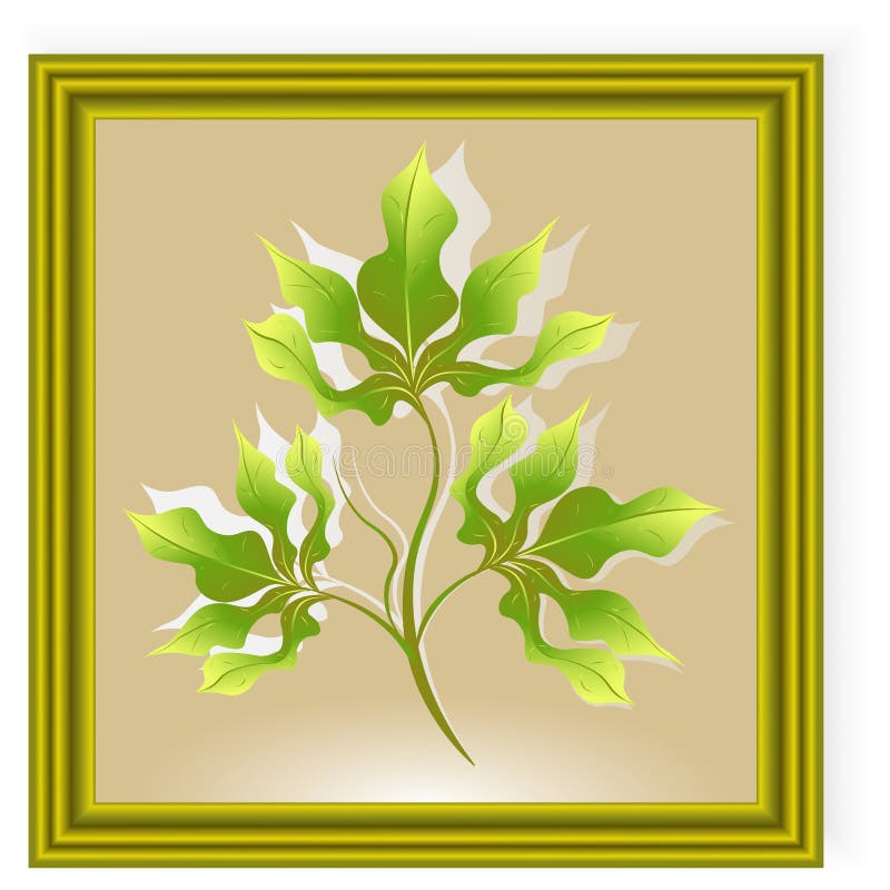 Leaf in a decorative frame stock illustration. Illustration of romance ...