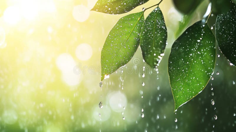 A leaf is dripping water stock illustration. Illustration of liquid ...