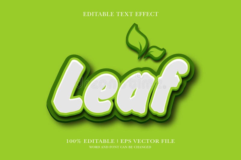 Leaf Editable Text Effect with 3d Vector Design Stock Vector ...