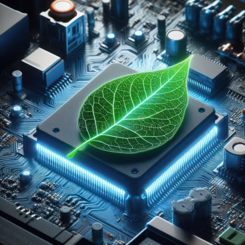 Leaf and Electronic Circuit Board Connection Stock Photo - Image of ...