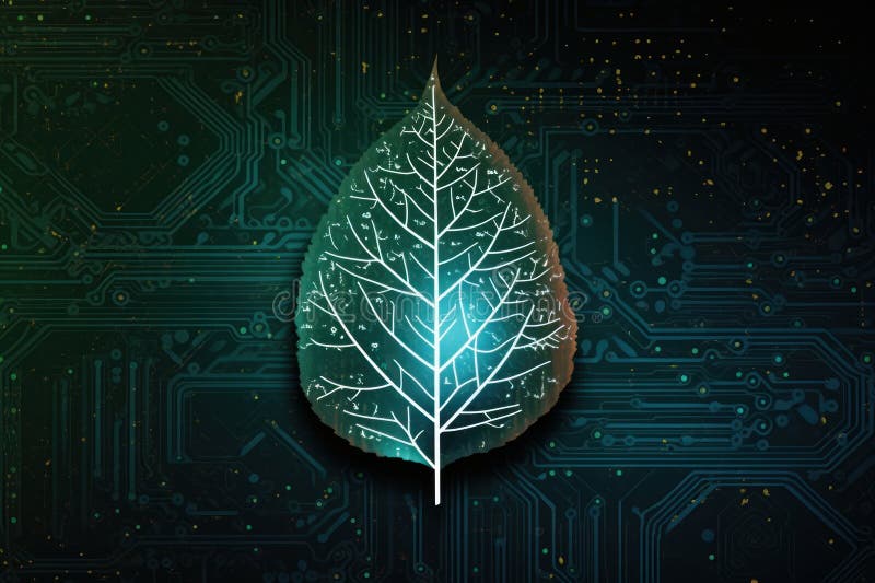 Leaf and Electronic Computer Board. Beautiful Illustration Picture ...