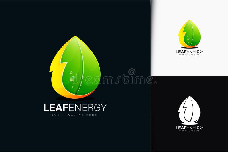 Leaf Energy Logo Design with Gradient Stock Vector - Illustration of ...