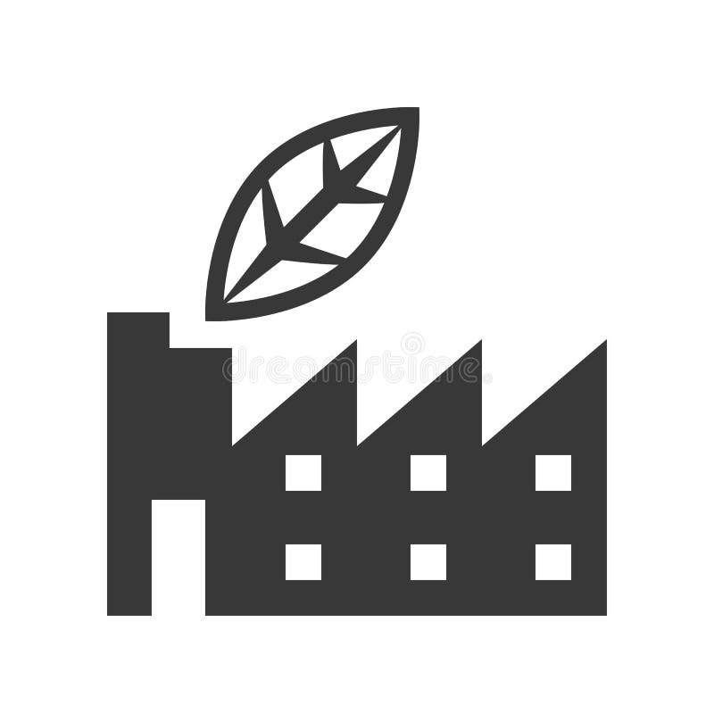 Leaf and Factory, Flat Icon of Clean Energy and Save Environment Stock ...