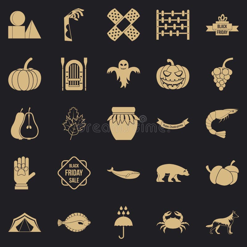 Leaf Fall Icons Set, Simple Style Stock Vector - Illustration of five ...