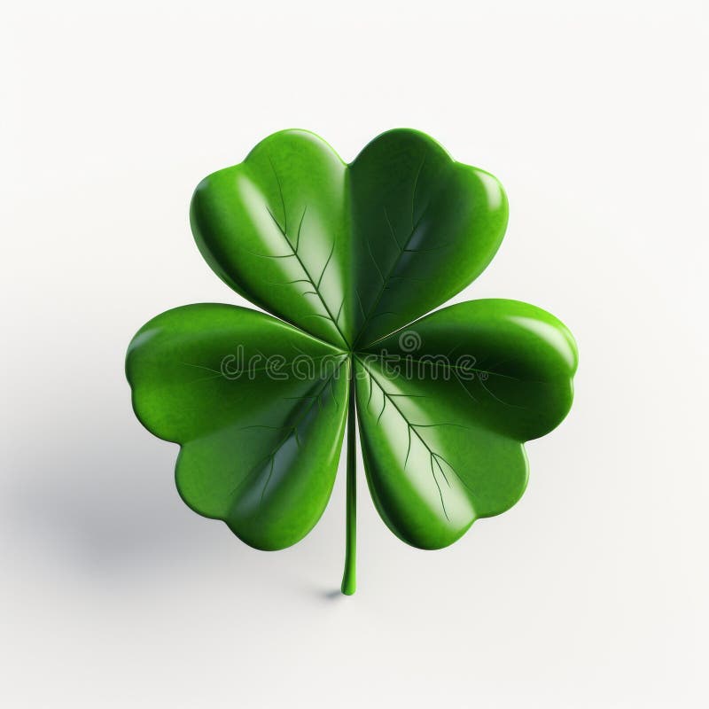 Green Shamrock Flower on White - Minimal Retouching 3d Illustration ...