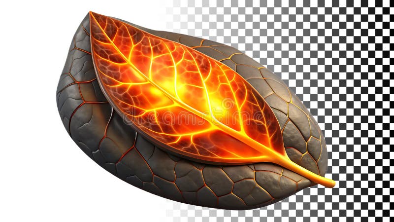 Leaf with Fire Inside, Burning Nature, Intense Energy Design Png ...