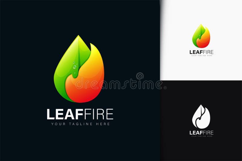Leaf Fire Logo Design with Gradient Stock Vector - Illustration of ...
