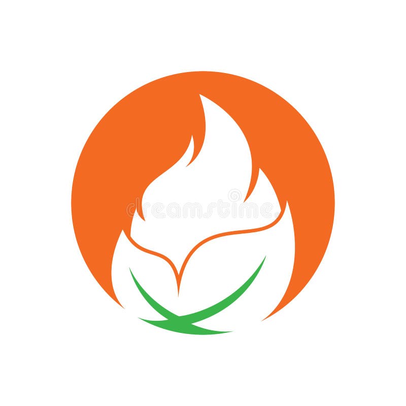 Leaf Fire Vector Logo Design Template. Stock Vector - Illustration of ...
