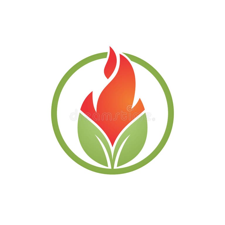 Leaf Fire Vector Logo Design Template. Eco Green Alternative Energy ...