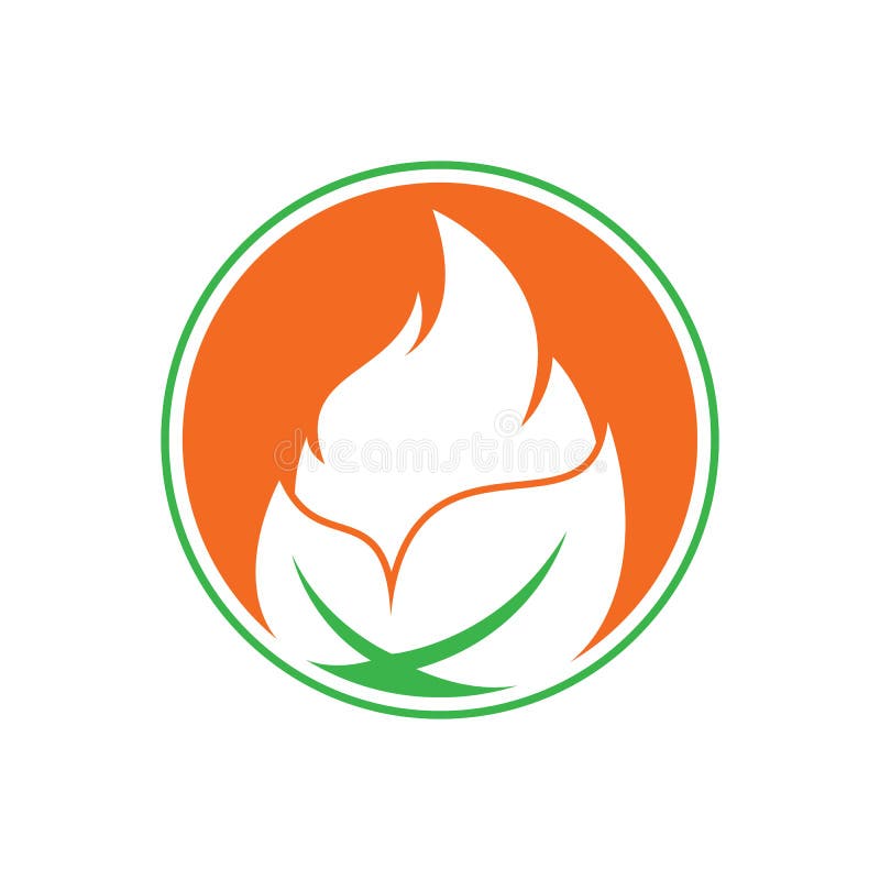 Leaf Fire Vector Logo Design Template. Stock Vector - Illustration of ...