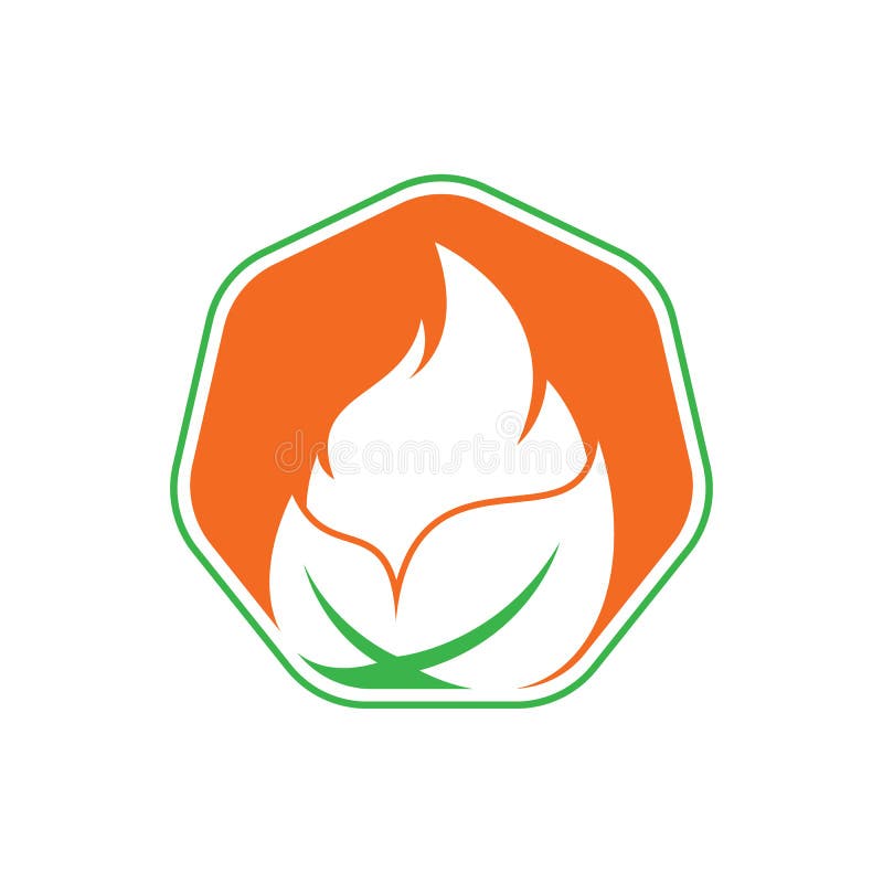 Leaf Fire Vector Logo Design Template. Stock Vector - Illustration of ...