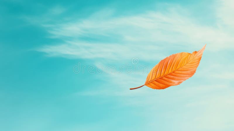 A Leaf is Flying in the Air with a Blue Sky Background, AI Stock Image ...