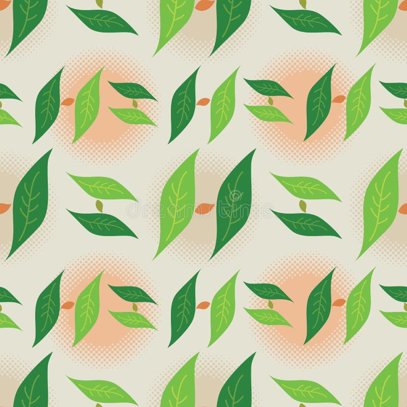 Leaf Foliage Seamless Pattern - Monogram Letter H Green and Beige ...
