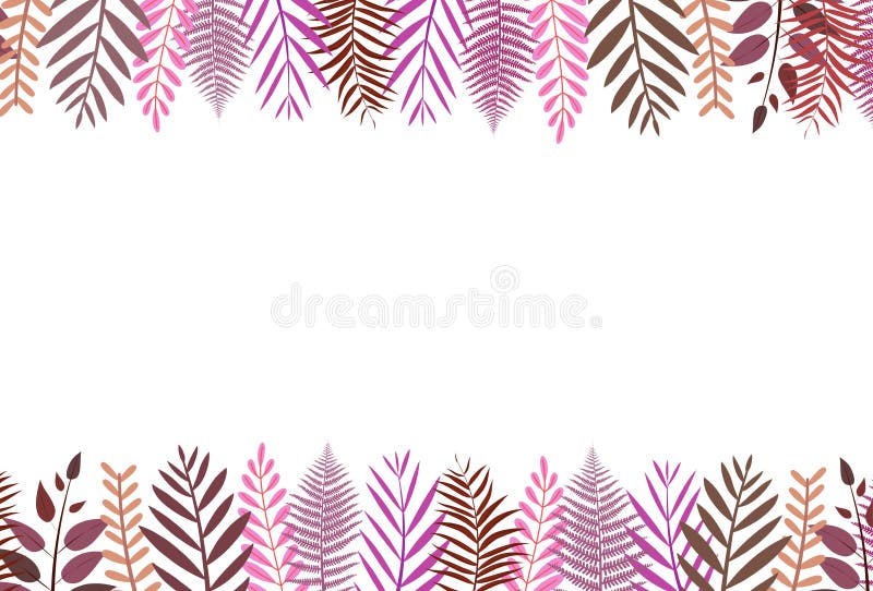 Leaf Frame Pattern on Top and Bottom with Soft Color Vector ...
