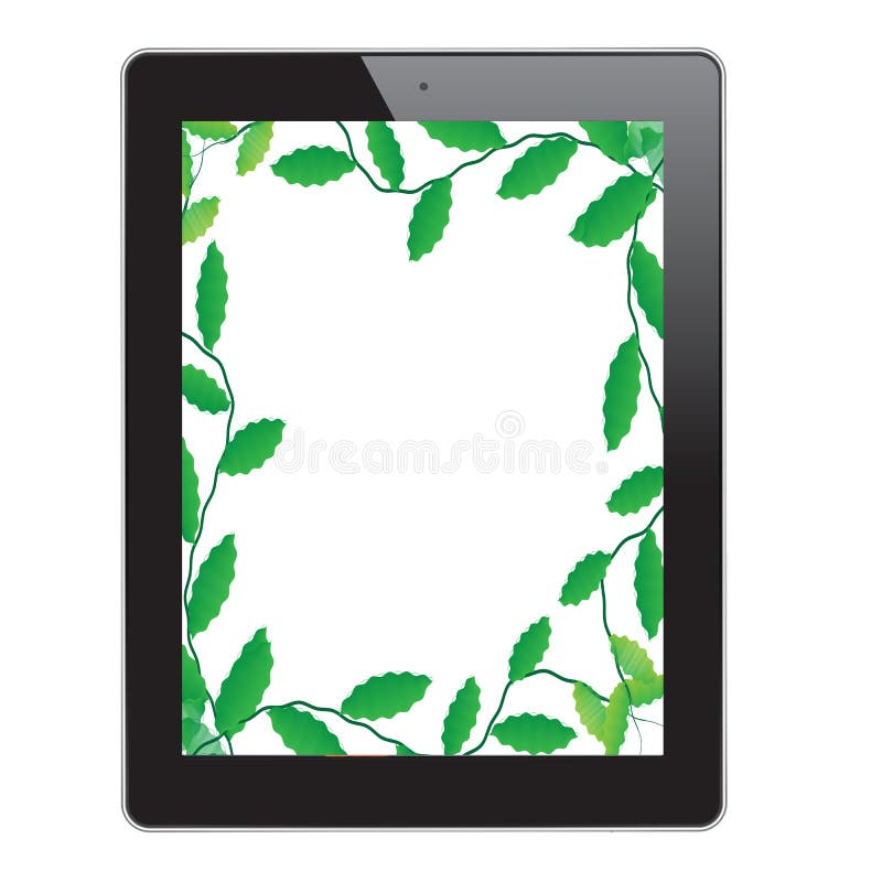 Leaf of frame on tablet stock illustration. Illustration of internet ...