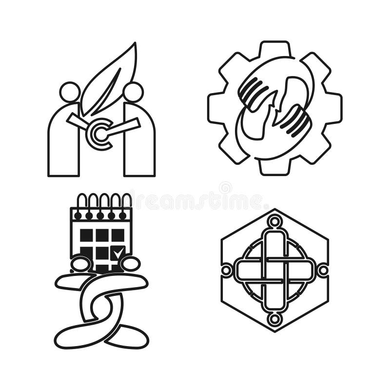 Leaf Gear Tree Commitment Teamwork Together Outline Logo Stock Vector - Illustration of leaf ...