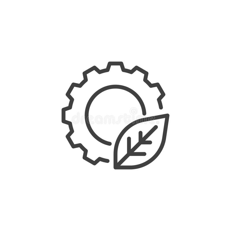 Leaf with Gear line icon stock illustration. Illustration of clipart ...