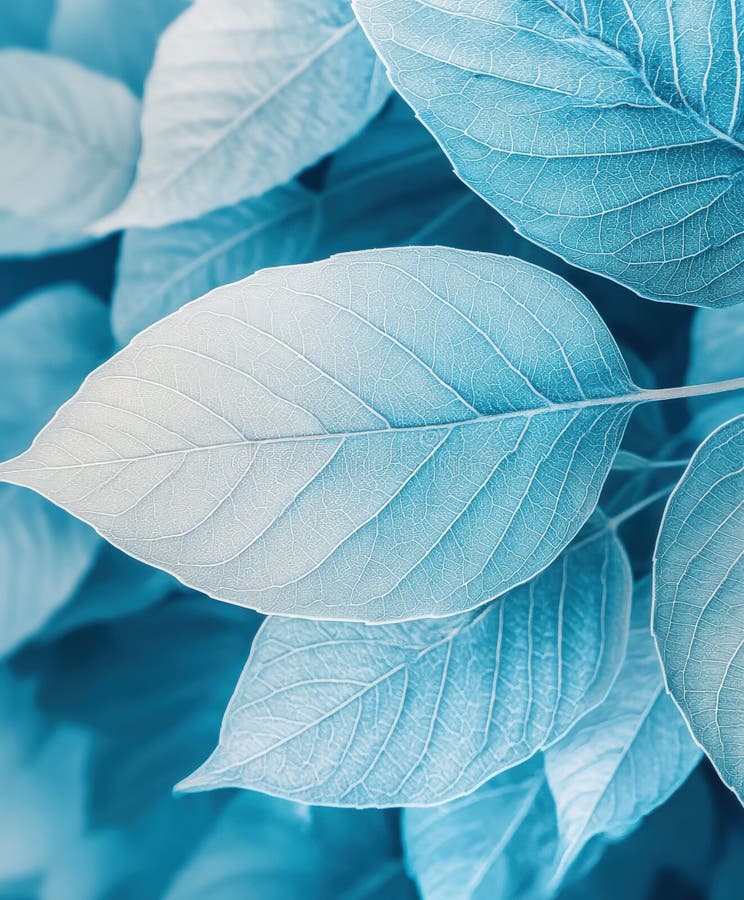 Leaf Gradient Wallpaper Showcasing Soft Blue Hues and Delicate Textures ...