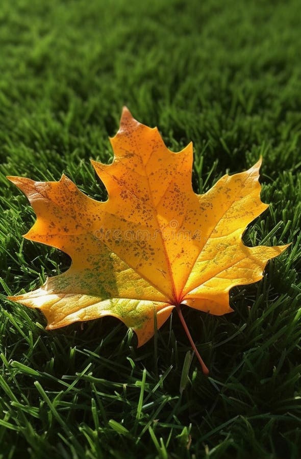 A Leaf on the Grass is Shown in this Close Up Image Stock Illustration ...