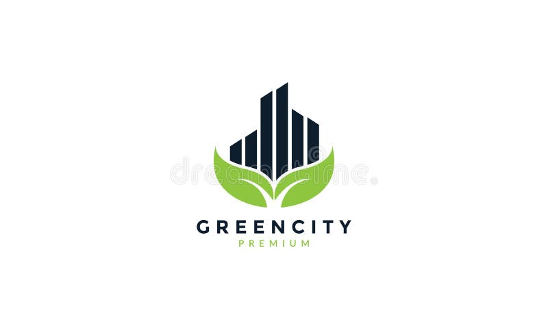 Leaf Green with Building Skyscraper Logo Vector Icon Illustration ...