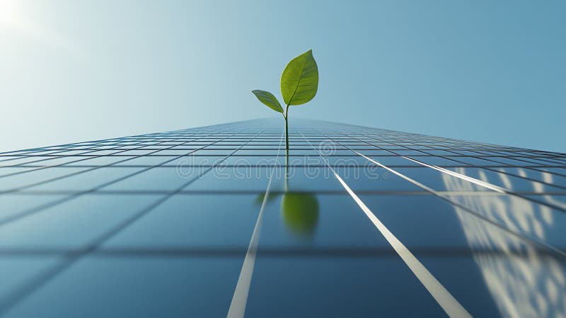 Leaf Growing through Skyscraper Building City Environment Natural ...