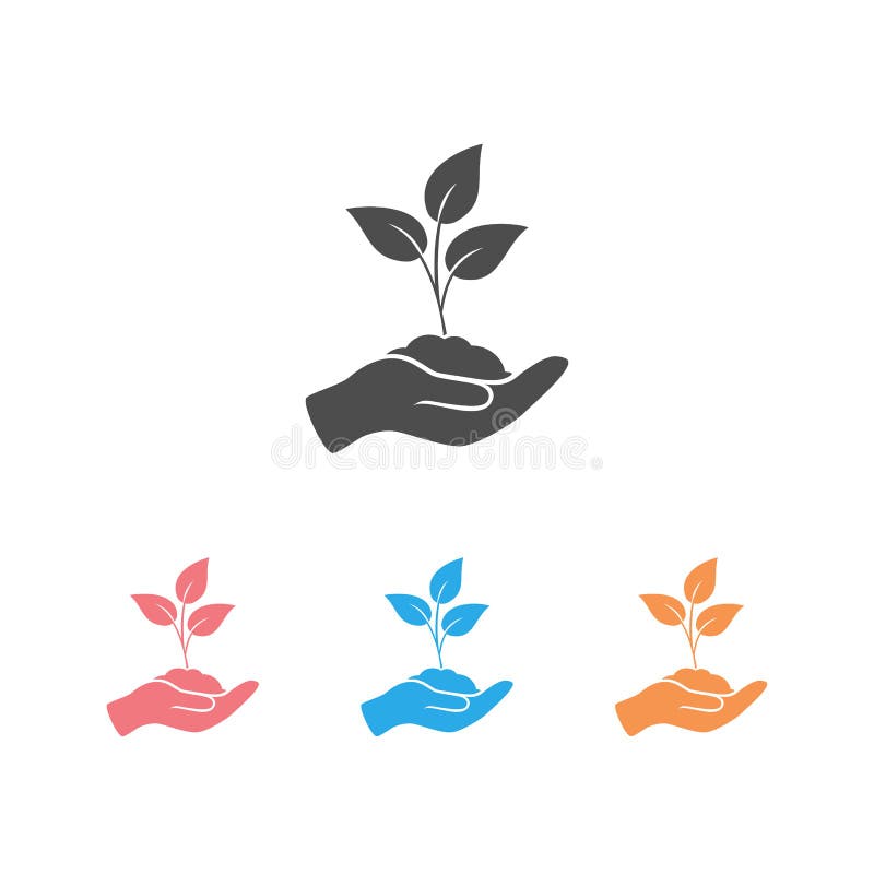 Leaf and Hand, Care Nature Icon Set Vector Isolated Stock Vector ...