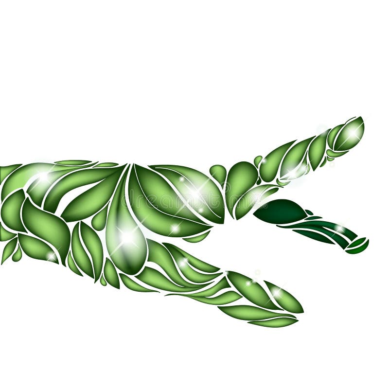 Leaf Hand Focus on Green on White Background Stock Illustration ...