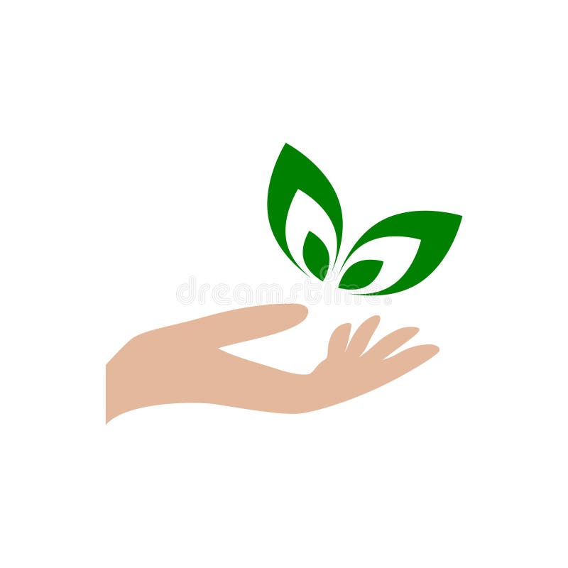 Leaf in Hand Icon, Leaf on the Hand Stock Vector - Illustration of ...