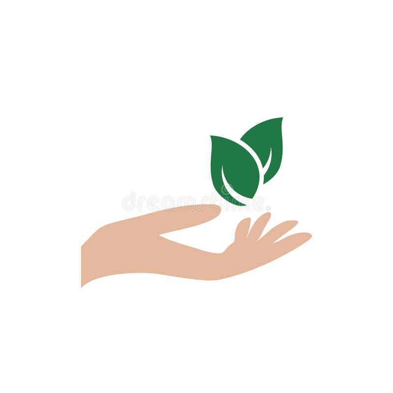 Leaf in Hand Icon, Leaf on the Hand Stock Vector - Illustration of ...