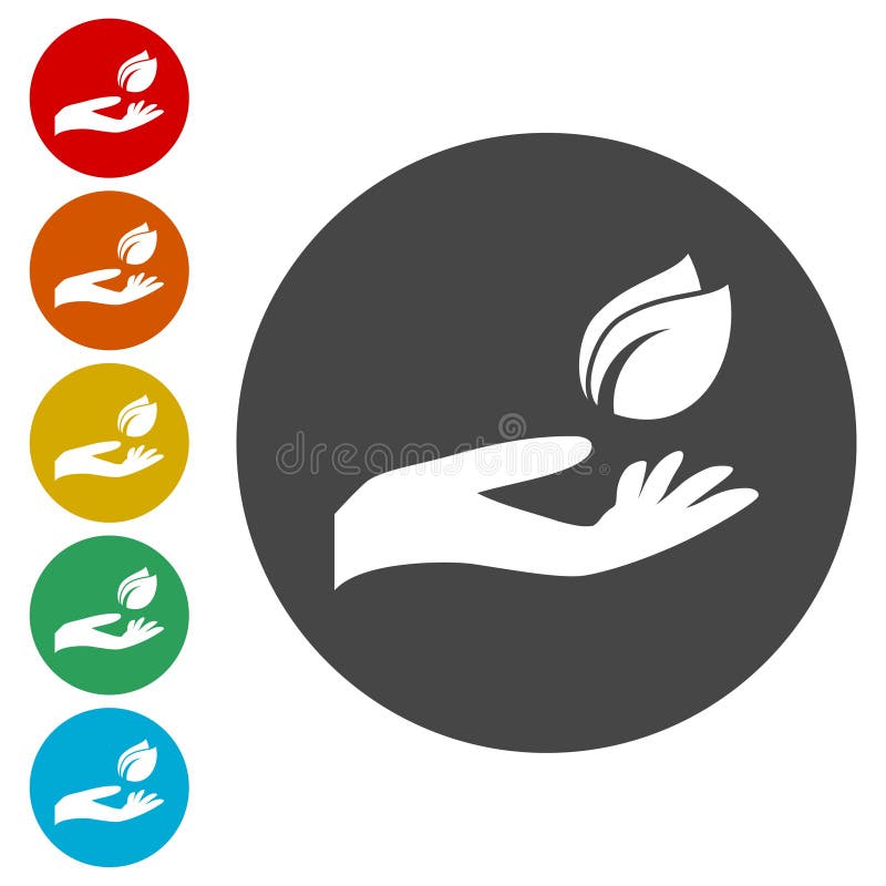 Leaf in Hand Icon, Leaf on the Hand Stock Illustration - Illustration ...