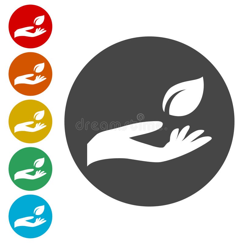 Leaf in Hand Icon, Leaf on the Hand Stock Vector - Illustration of ...