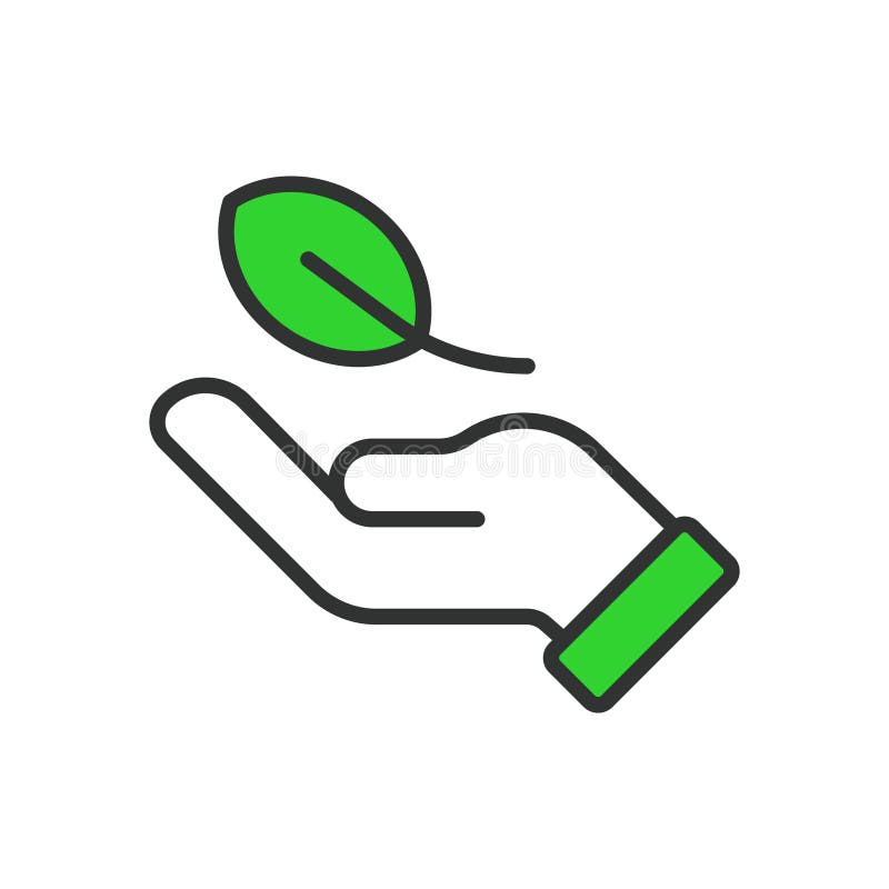 Leaf on a Hand, in Line Design, Green. Leaf, Hand, Nature, Ecology on ...