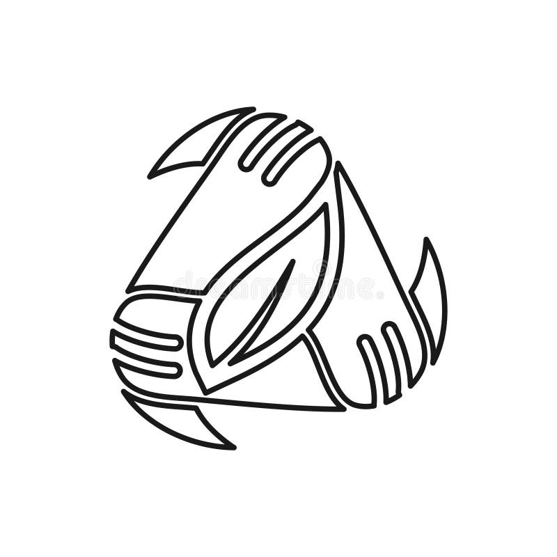 Leaf Triangle Hand Commitment Teamwork Together Black Logo Stock Vector ...