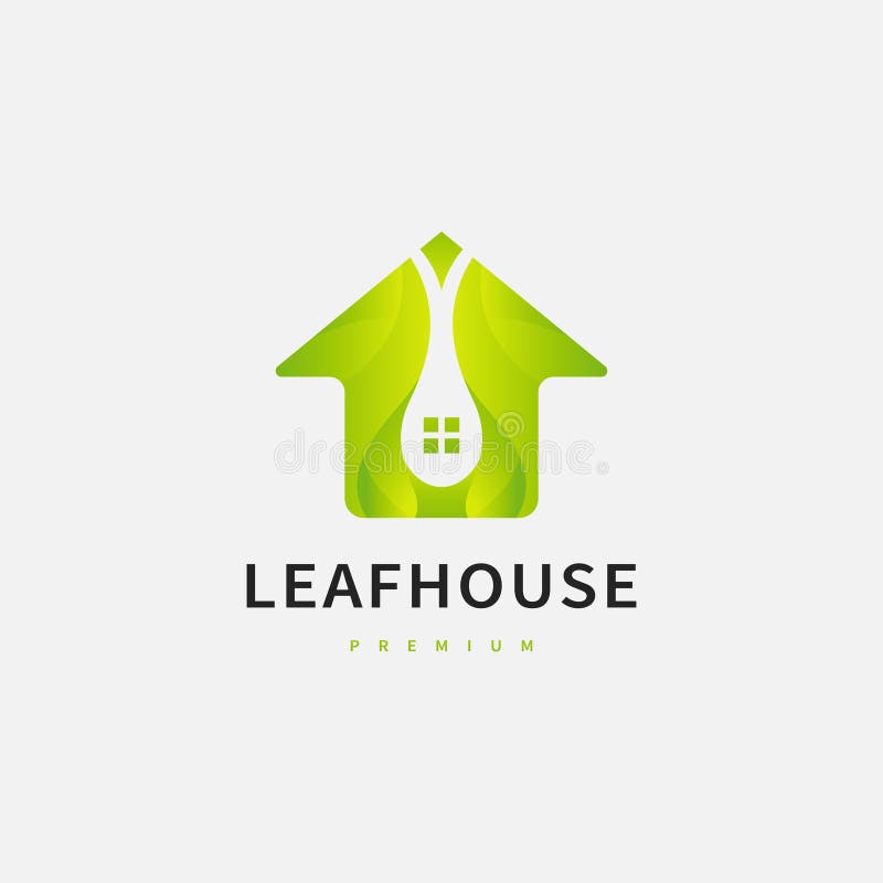 Leaf and House Negative Space Logo Design Illustration 3 Stock Vector ...
