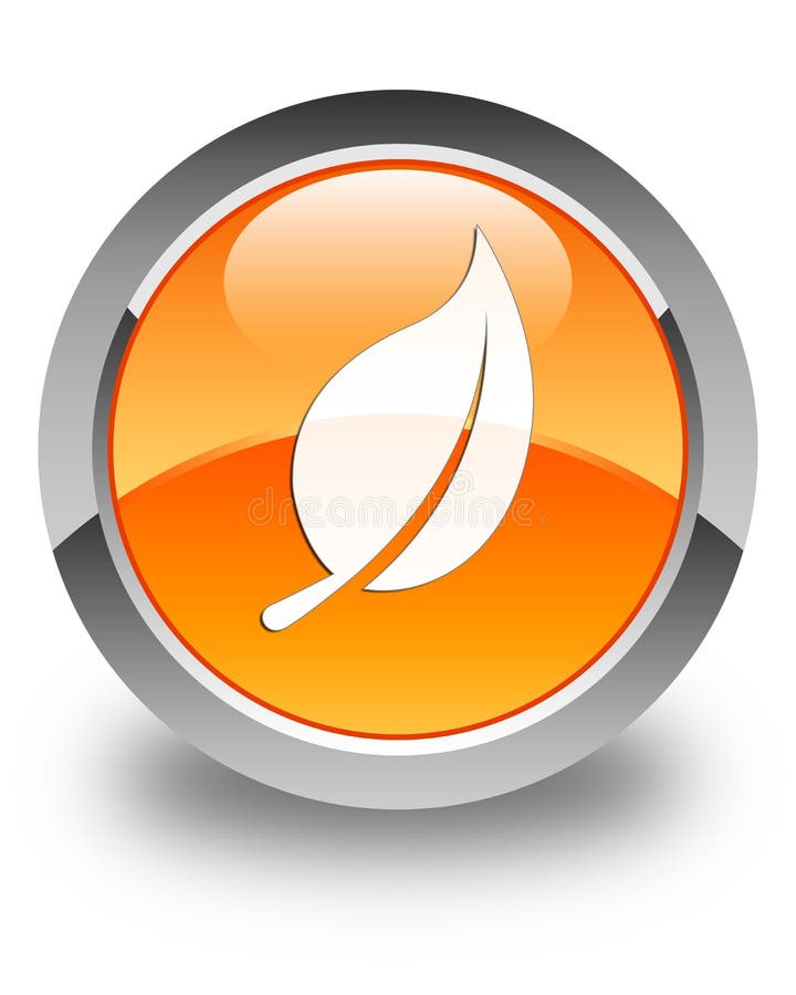 Leaf Icon Glossy Orange Round Button Stock Illustration - Illustration ...