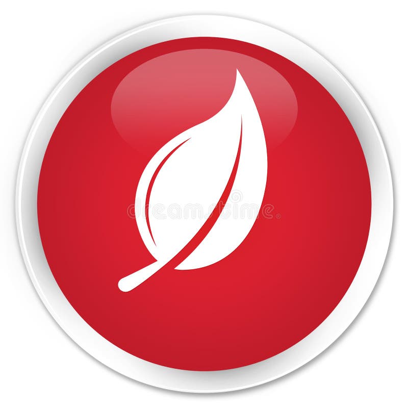 Leaf Icon Premium Red Round Button Stock Illustration - Illustration of ...