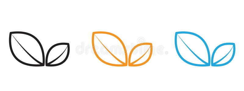 Leaf Icon Thin Line Illustration Set Stock Vector - Illustration of ...