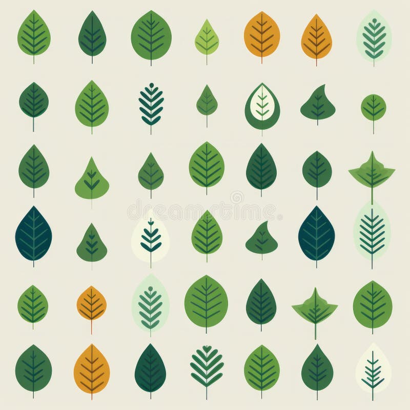 Mid-century Leaf Icon Pattern for Ethereal Ux Design Stock Illustration ...