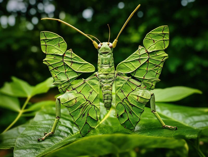 Leaf Insect in Thailand Made with Generative AI Illustration Stock ...