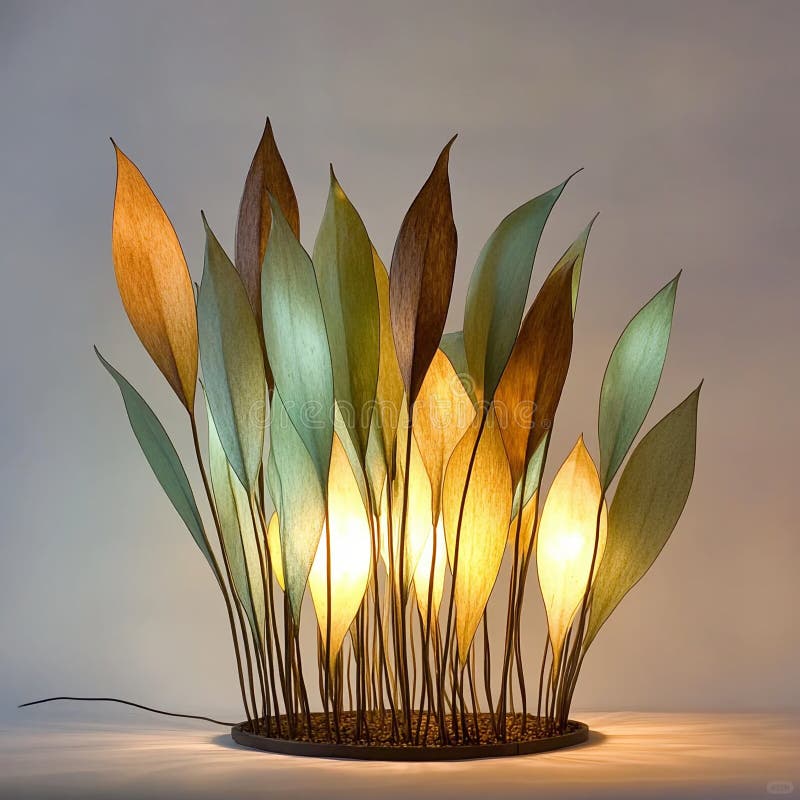 Leaf Lamp with Warm Light Glow Decorative Interior Lighting Stock Image - Image of light, decor ...