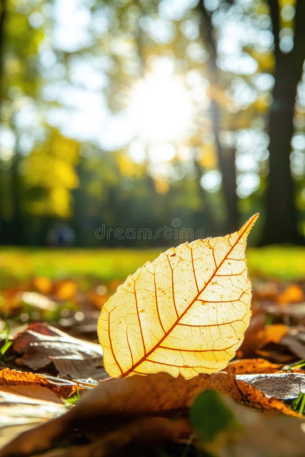 Leaf Laying Ground Park stock image. Image of ground - 380145955