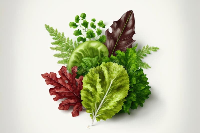 Leaf Lettuce and Fresh Vegetables. a Single Image on a White Backdrop ...