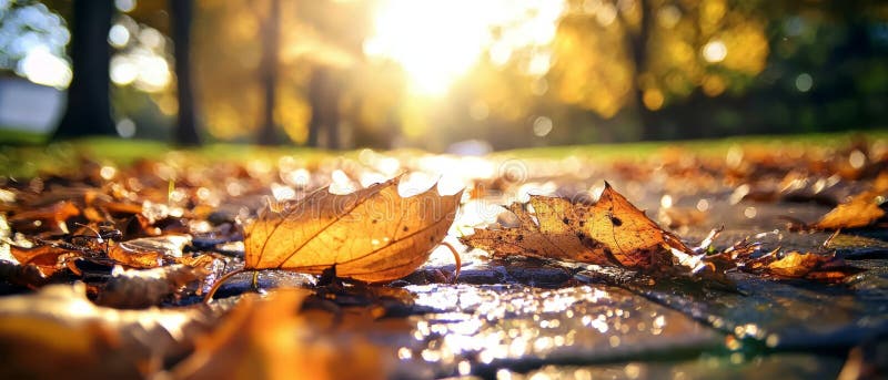 A Leaf Lies on the Forest Floor, Sunlight Filtering through the ...