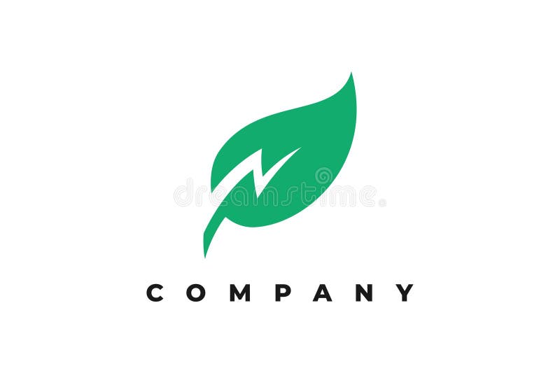 Leaf and Lightning Power or Electricity Icon, Eco Friendly Energy Logo ...