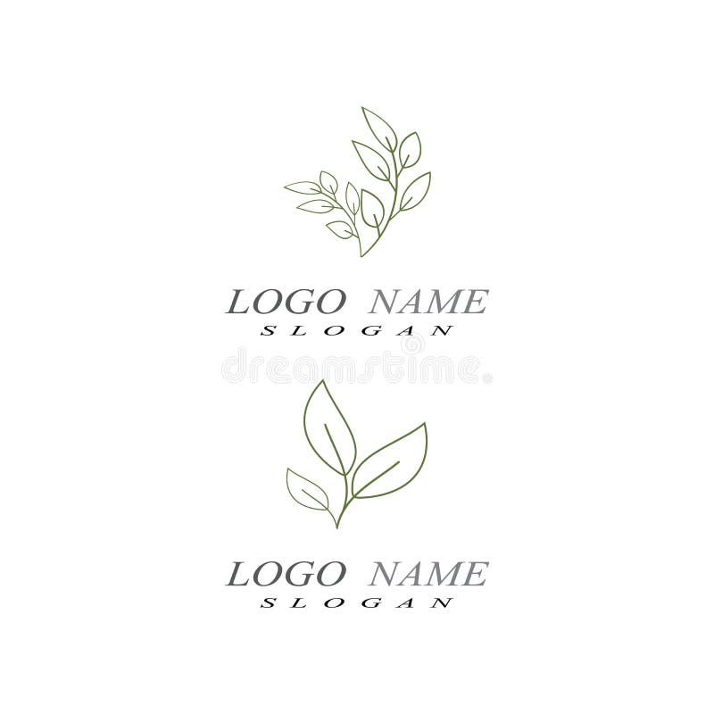 Leaf Line Icons Vector Leaves Logo Design Stock Illustration ...