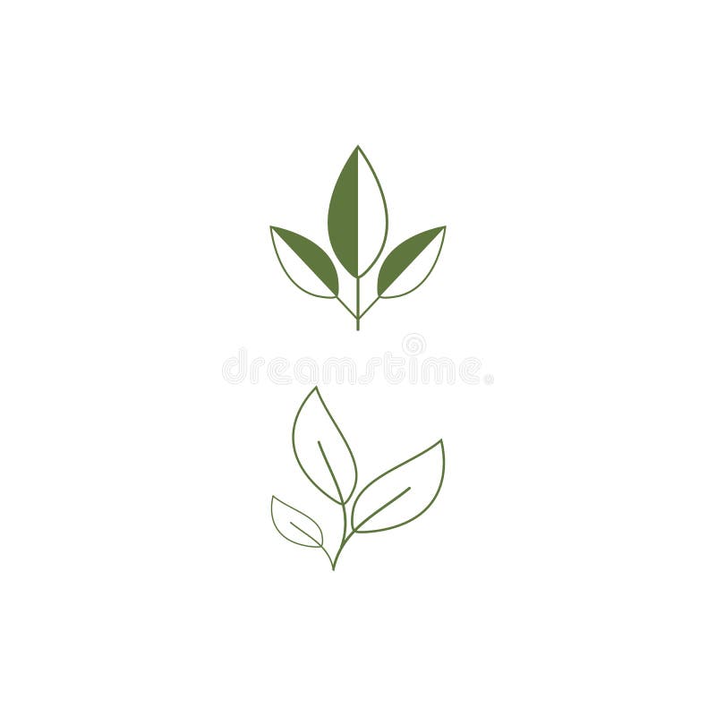 Leaf Line Icons Vector Leaves Logo Design Stock Vector - Illustration ...