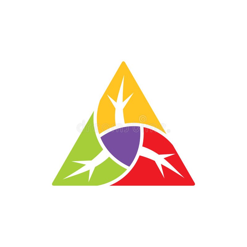 Leaf Triangle Hand Commitment Teamwork Together Black Logo Stock Vector - Illustration of ...