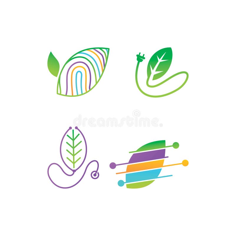 Leaf Logo Design Vector Template Set Stock Vector - Illustration of ...