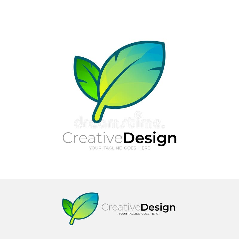 Leaf Logo with Nature Design Vector, Simple Icons Stock Vector ...